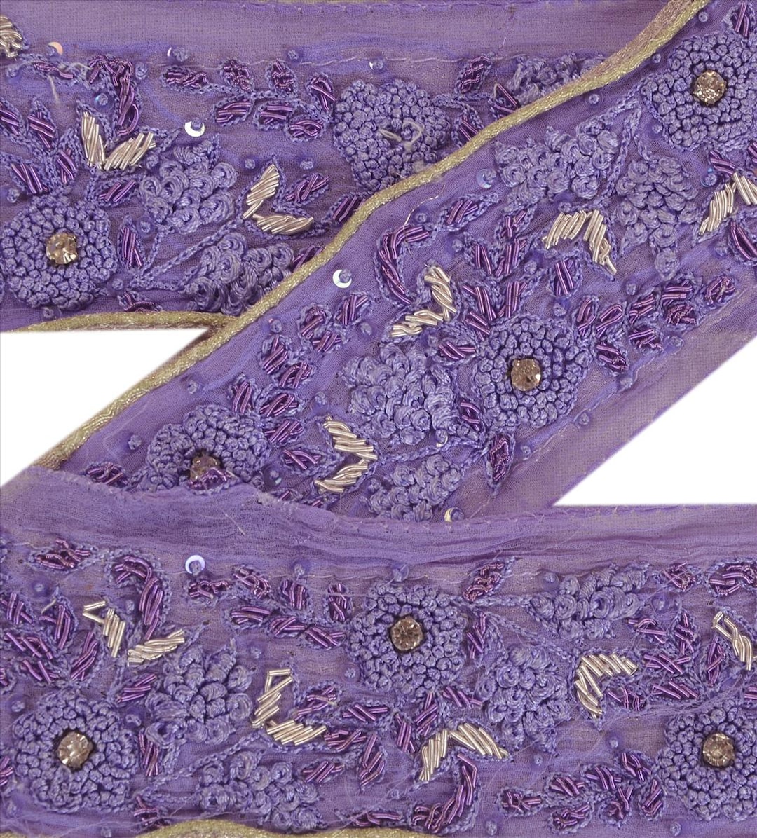 Kreatvkraft Vintage Sari/saree Border Hand Beaded Georgette Zardozi ...