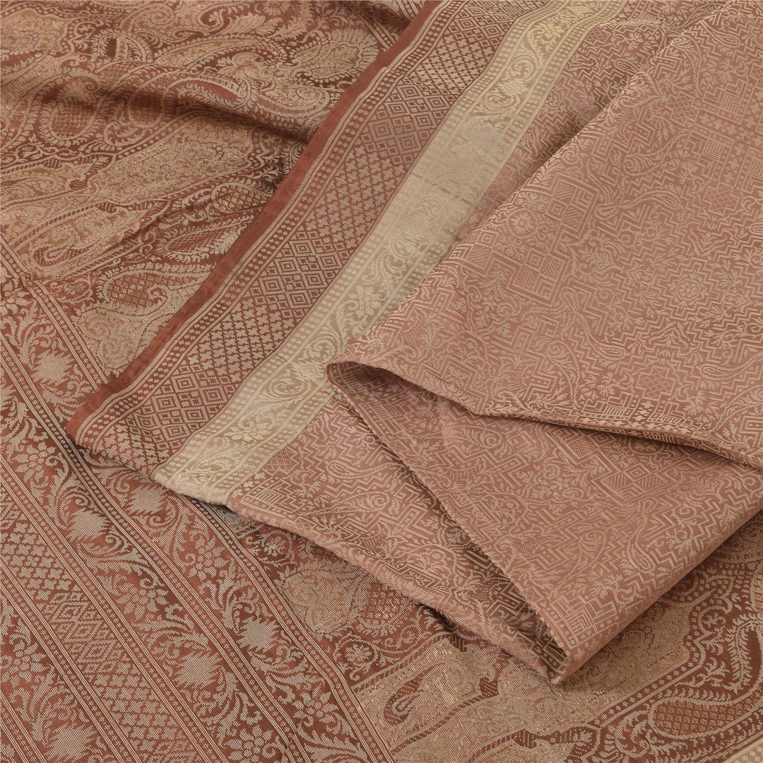 Kreatvkraft Vintage Sari 100% Pure Silk Indian Red Sarees Woven Ethnic ...