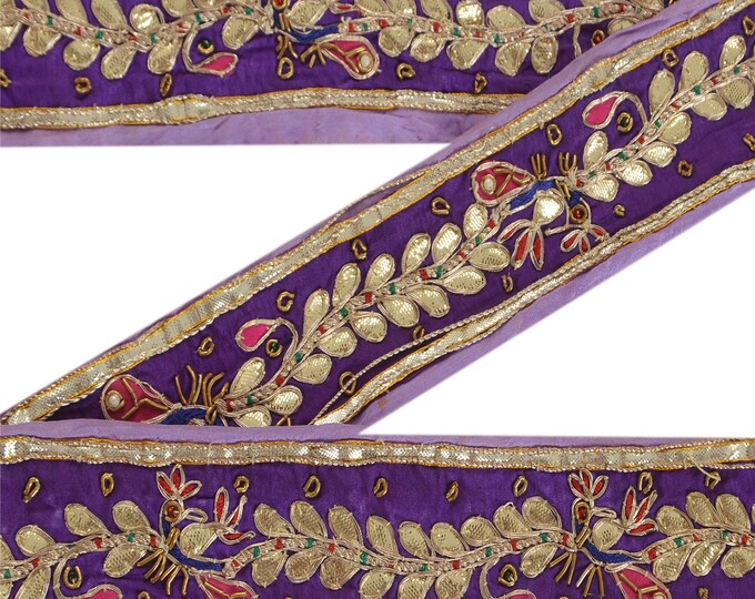 Kreatvkraft Vintage Sarees/sari Border Hand Beaded 1 Yd Trim Gota Patti ...