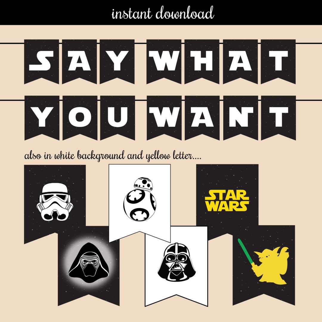 Banner de Star Wars imprimible TODAS LAS LETRAS 3 diseños descarga ...