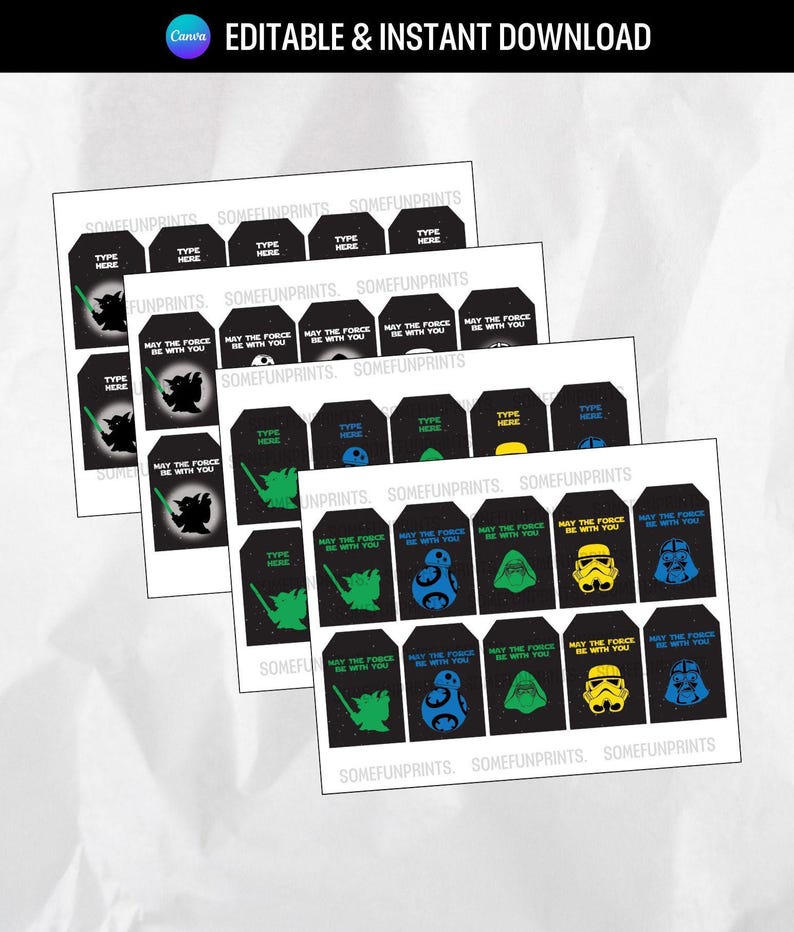 Star Wars EDITABLE Thank You Tag - Instant Download - Etsy