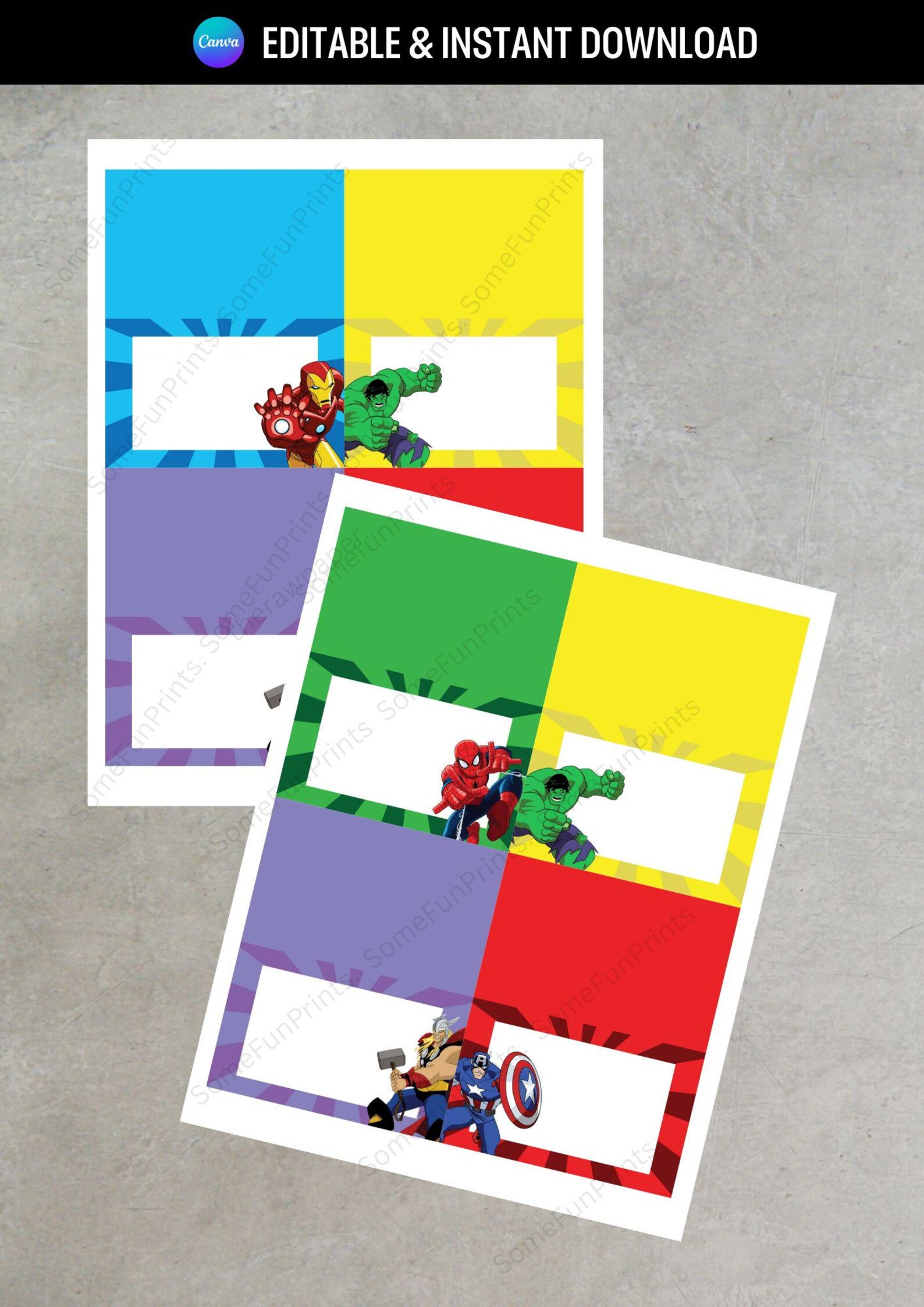AVENGERS EDITABLE Food Tent - Instant Download - Etsy