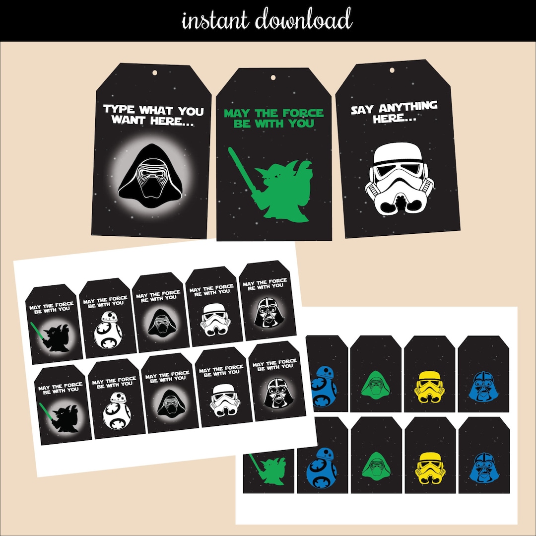 Star Wars EDITABLE Thank You Tag - Instant Download - Etsy