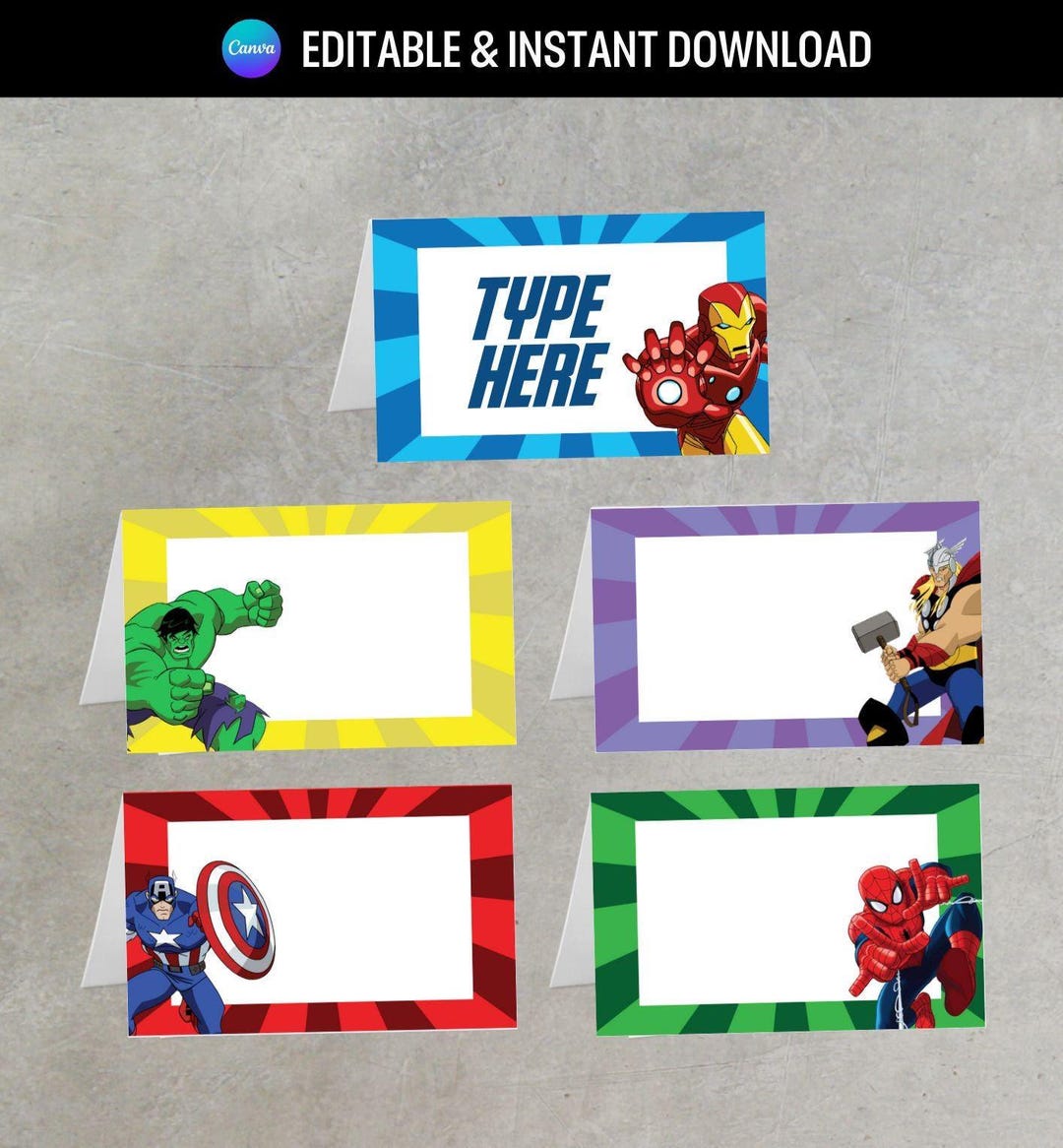 AVENGERS EDITABLE Food Tent - Instant Download - Etsy