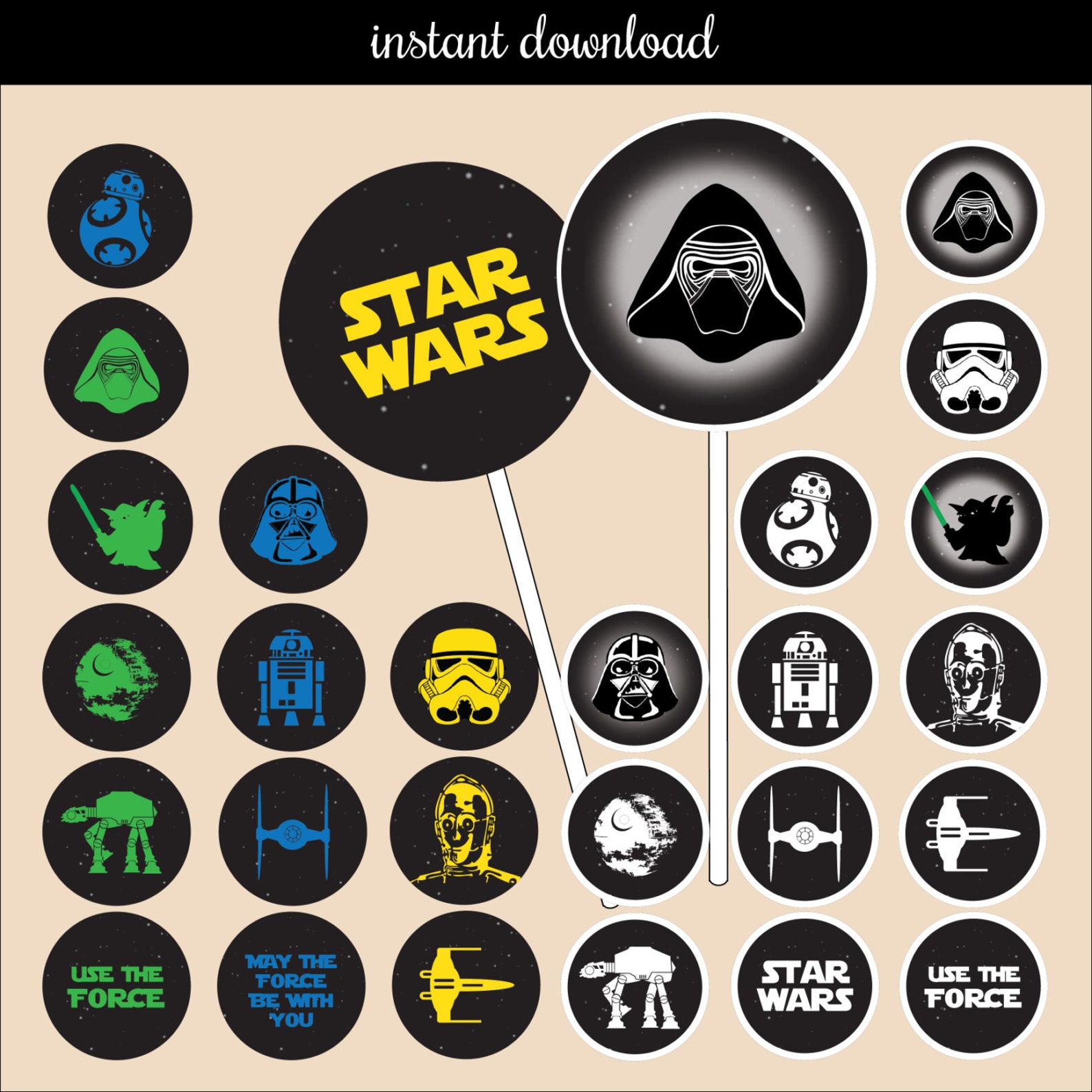 Star Wars Cupcake Topper Instant Download - Etsy Australia