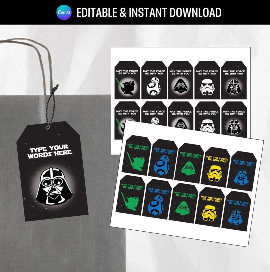 Star Wars EDITABLE Thank You Tag - Instant Download - Etsy