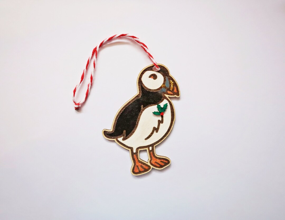 Puffin Christmas Tree Decoration Hand Painted Wooden Puffin - Etsy