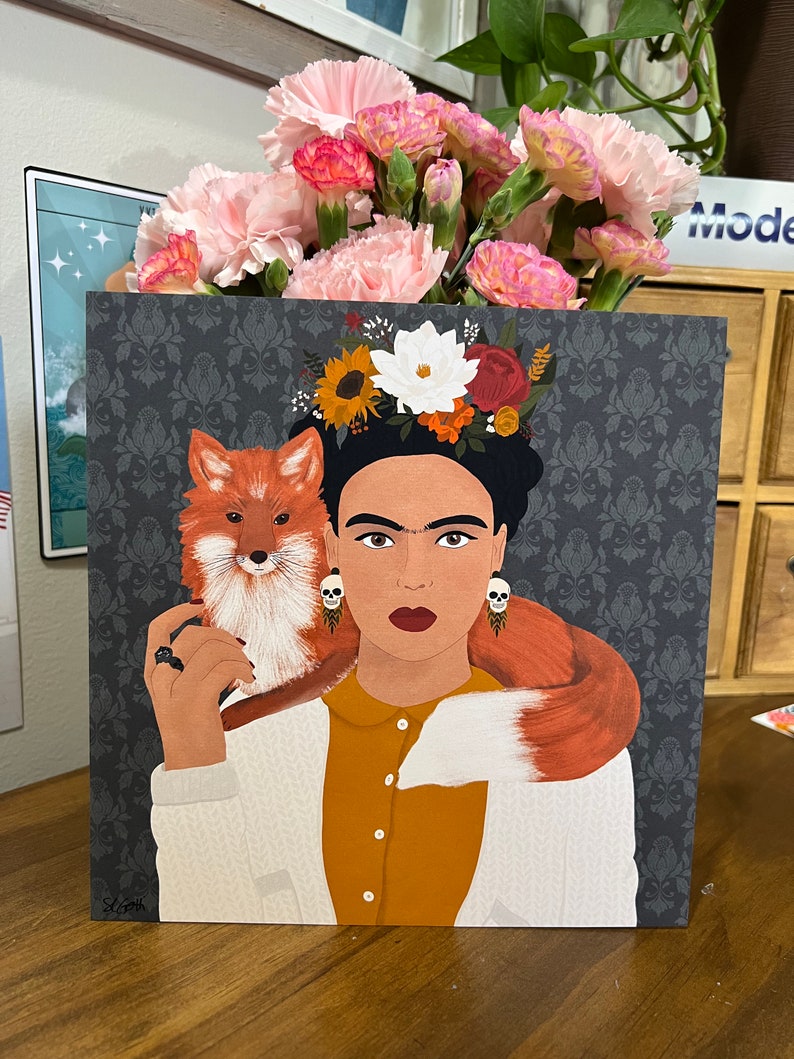 Frida Kahlo Style Art Print Fall Decor Fox Art Print - Etsy