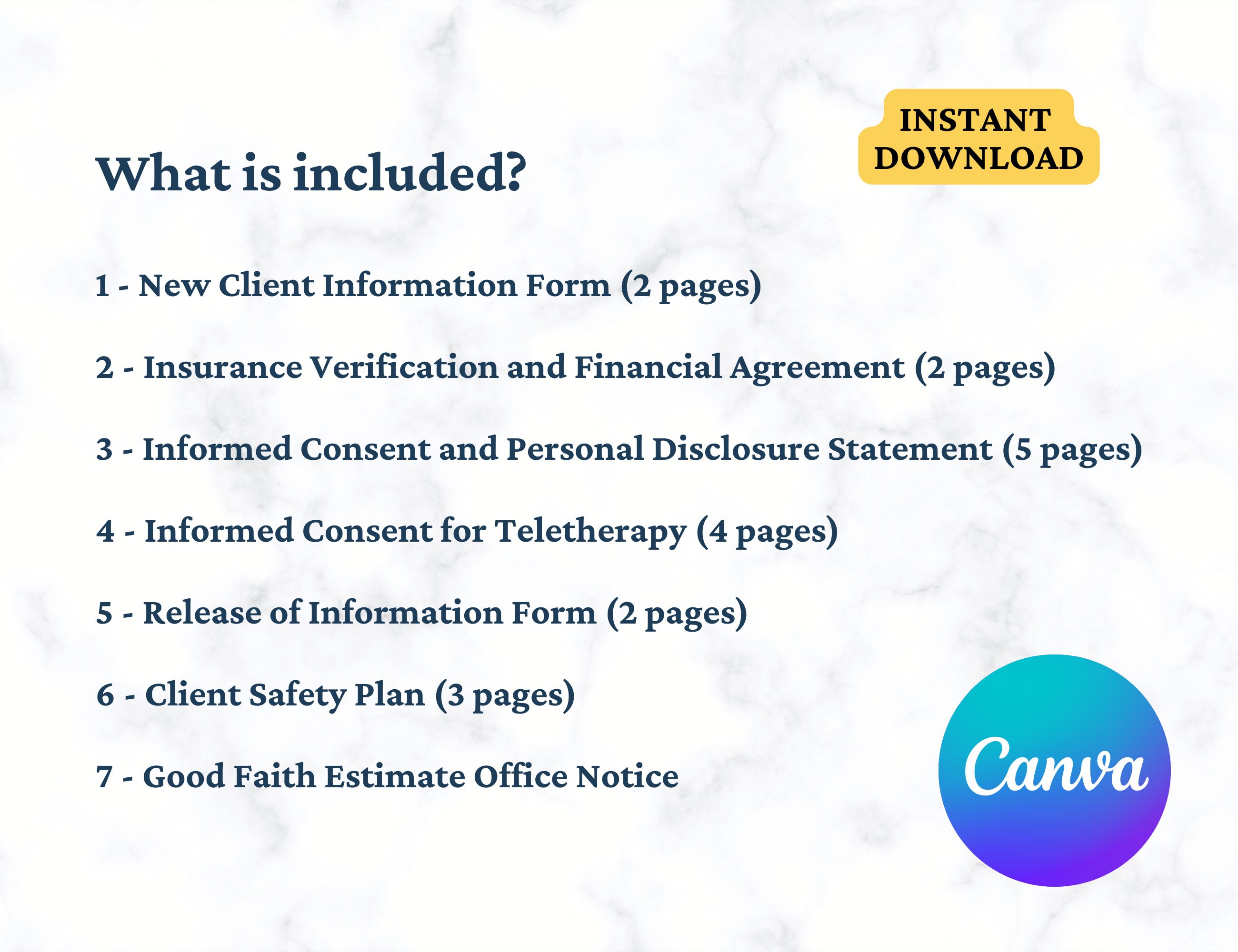 Therapy Office Forms Bundle, Editable Client Intake Forms, Mental ...