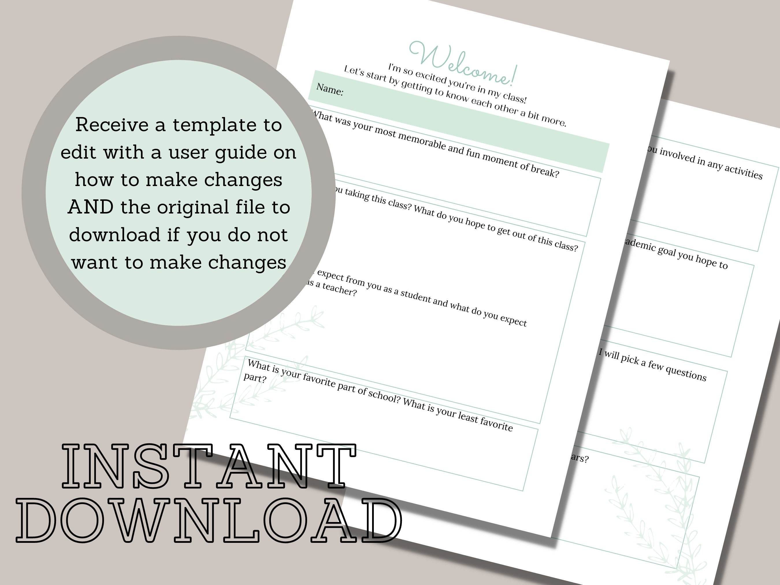 Getting to Know You Student Questionnaire, All About Me Survey ...