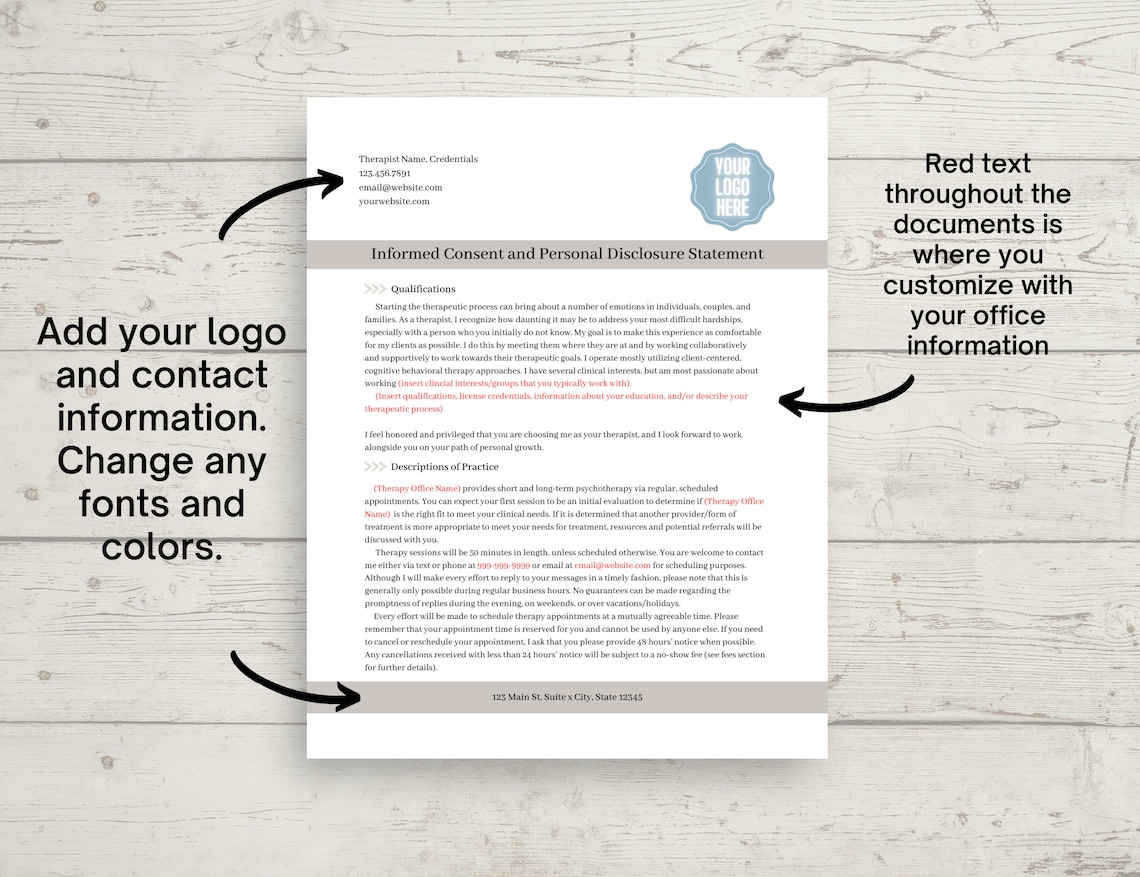 Therapy Office Forms Bundle, Editable Client Intake Forms, Mental ...
