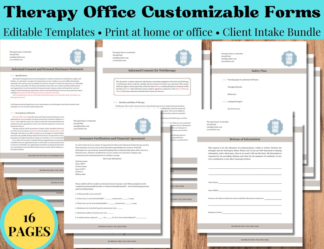 Editable Therapy Client Intake Forms: Mental Health Private Practice ...