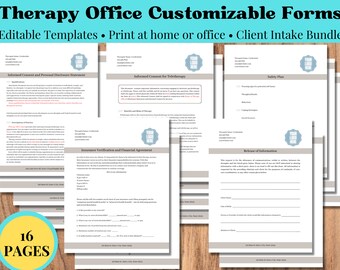 Therapy Office Forms Bundle, Editable Client Intake Forms, Mental ...