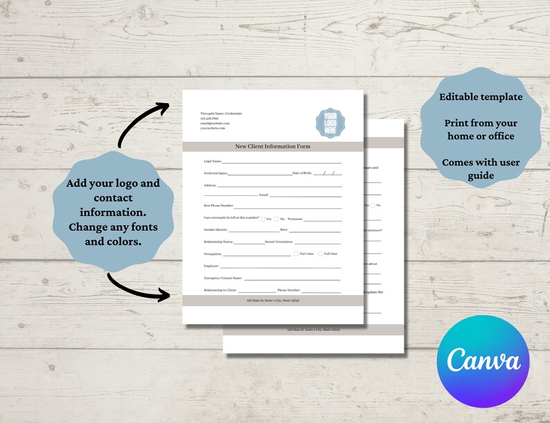 Editable Client Intake Form: Mental Health Private Practice (digital ...