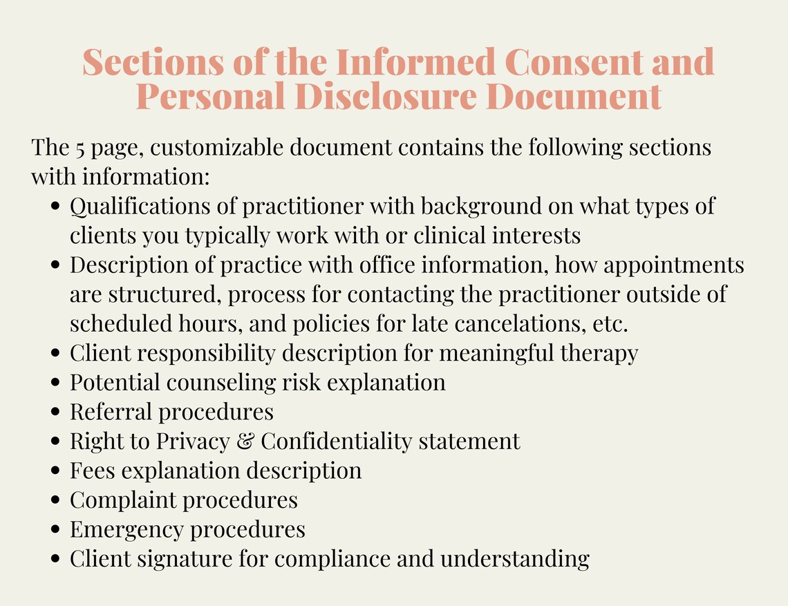 Informed Consent and Personal Disclosure Statement Form, Editable ...