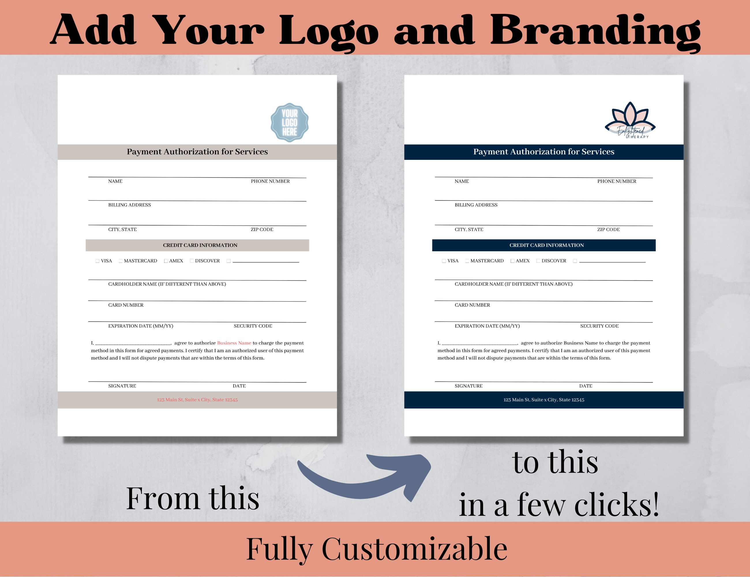 Credit Card Authorization Form Canva Template Editable - Etsy