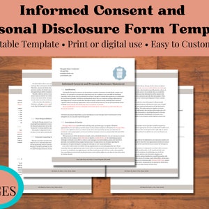 Informed Consent and Personal Disclosure Statement Form, Editable ...