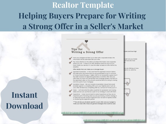 Real Estate Template Home Buyer Tips for Writing a Strong | Etsy