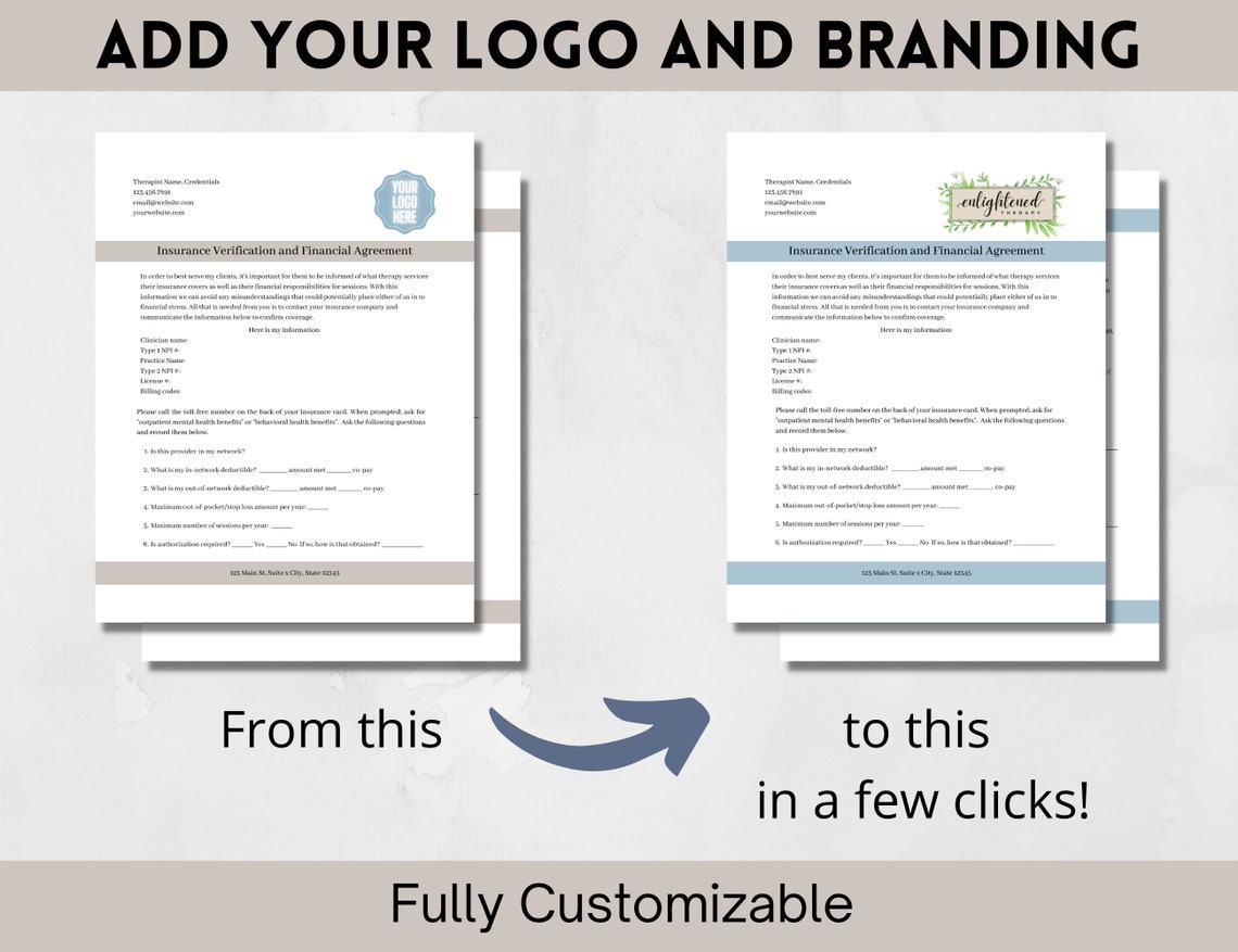 Therapy Office Forms Bundle, Editable Client Intake Forms, Mental ...