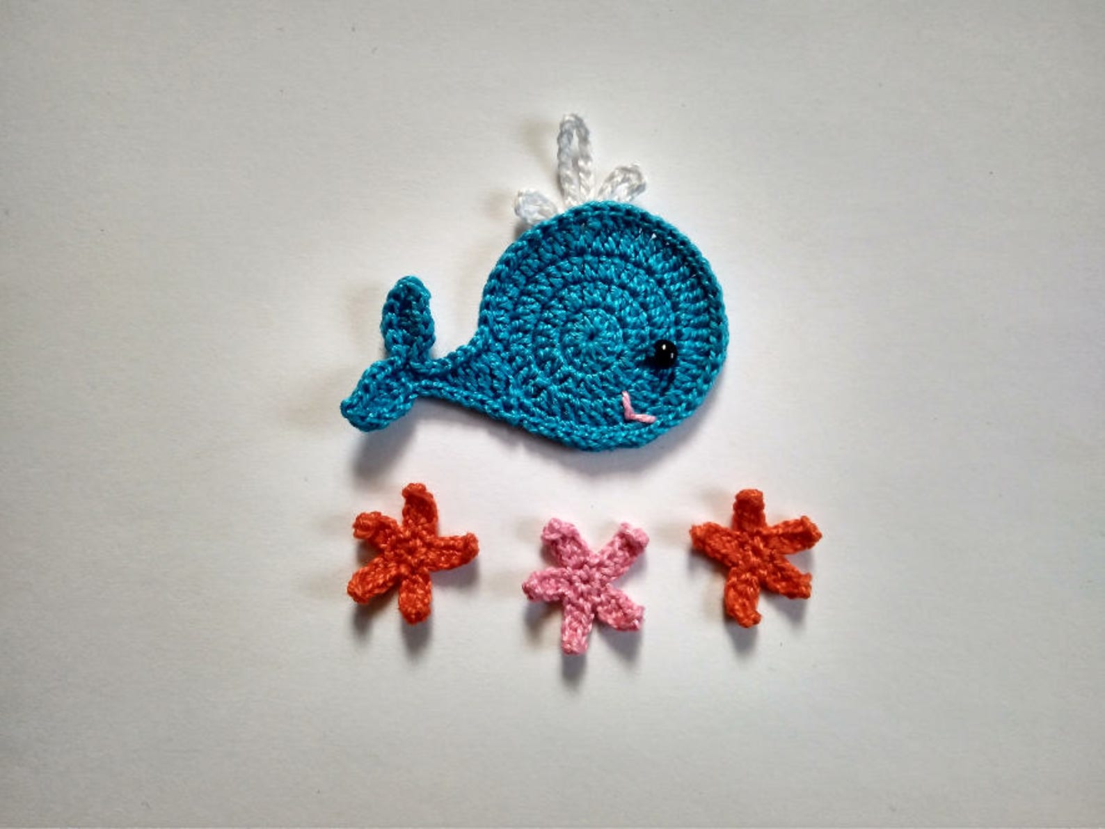 Crochet Whale Applique and 3 Starfish Сrochet Sea Animal - Etsy
