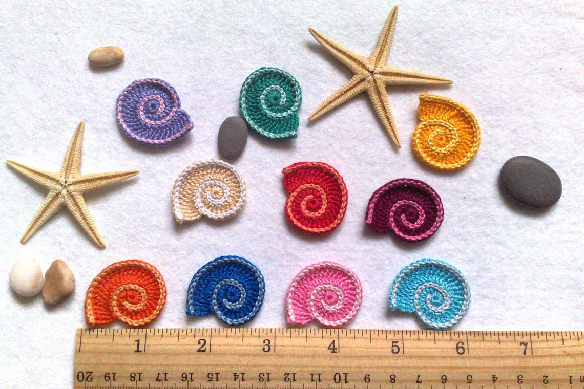 Crochet Sea Shell Set 10 Sealife Applique Shell Party - Etsy