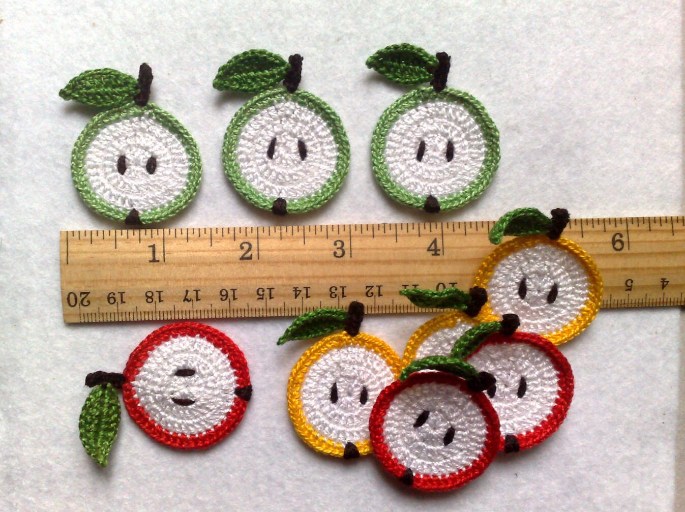 Crochet Apple Applique Set of 3 Handmade Apple Fruit Applique - Etsy