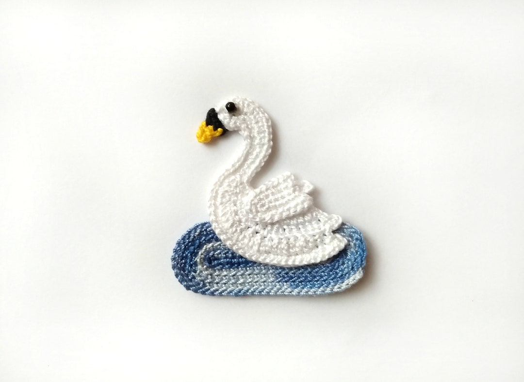 Crochet White Swan Applique - Etsy