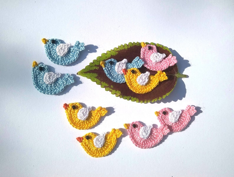 Crochet Bird Applique 3 Pcs - Etsy