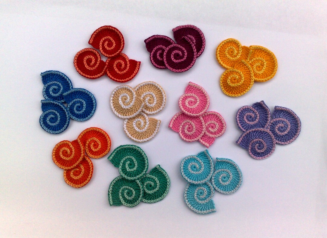 Set of 3 Crochet Sea Shell Spiral Seashell Applique - Etsy