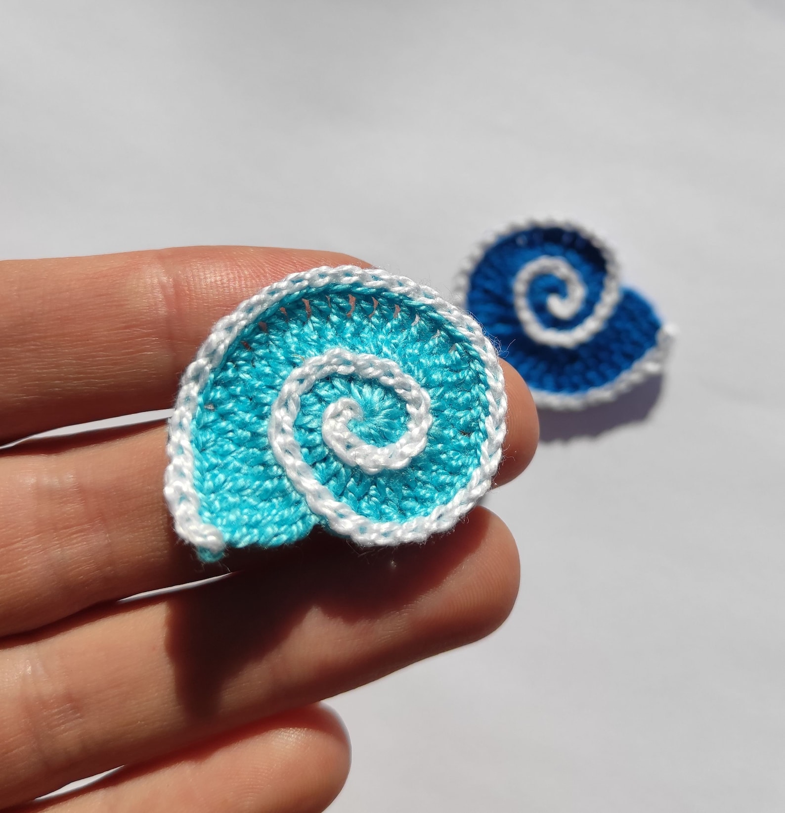 Set 3 Crochet Sea Shell Applique Spiral Seashell Applique - Etsy