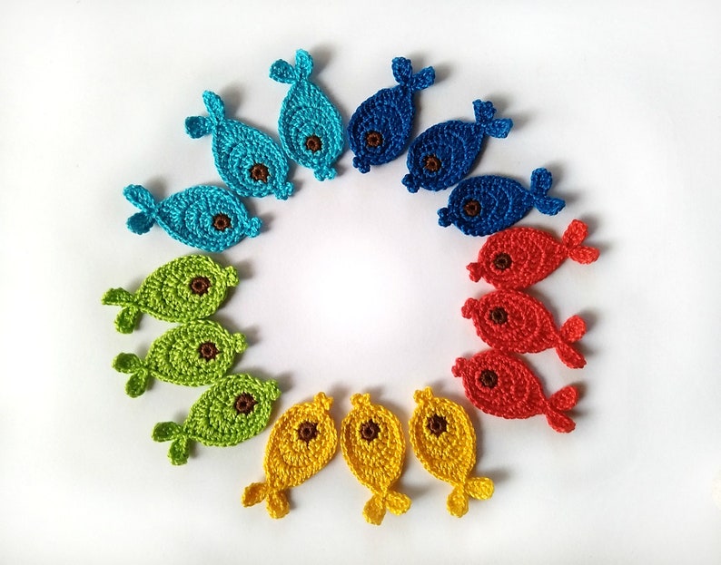 Crochet Fish 3pcs Tropical Fish Applique Crochet Appliques - Etsy