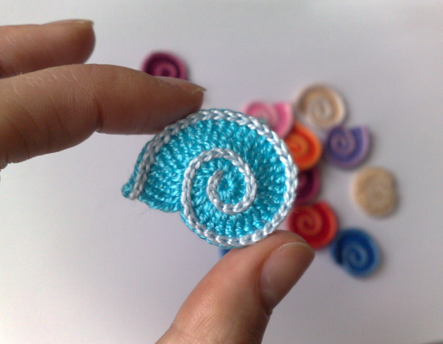 Set of 3 Crochet Sea Shell Spiral Seashell Applique - Etsy Sweden