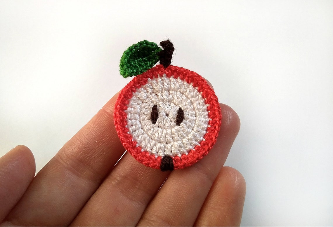 Crochet Apple Applique Set of 3 Handmade Apple Fruit Applique - Etsy