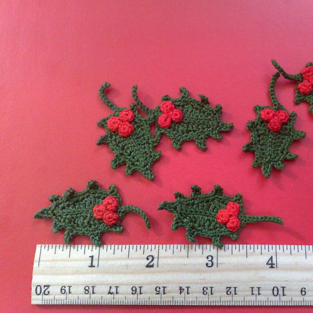 Holly Leaves Crochet 6 Pcs Crochet Christmas Decoration | Etsy