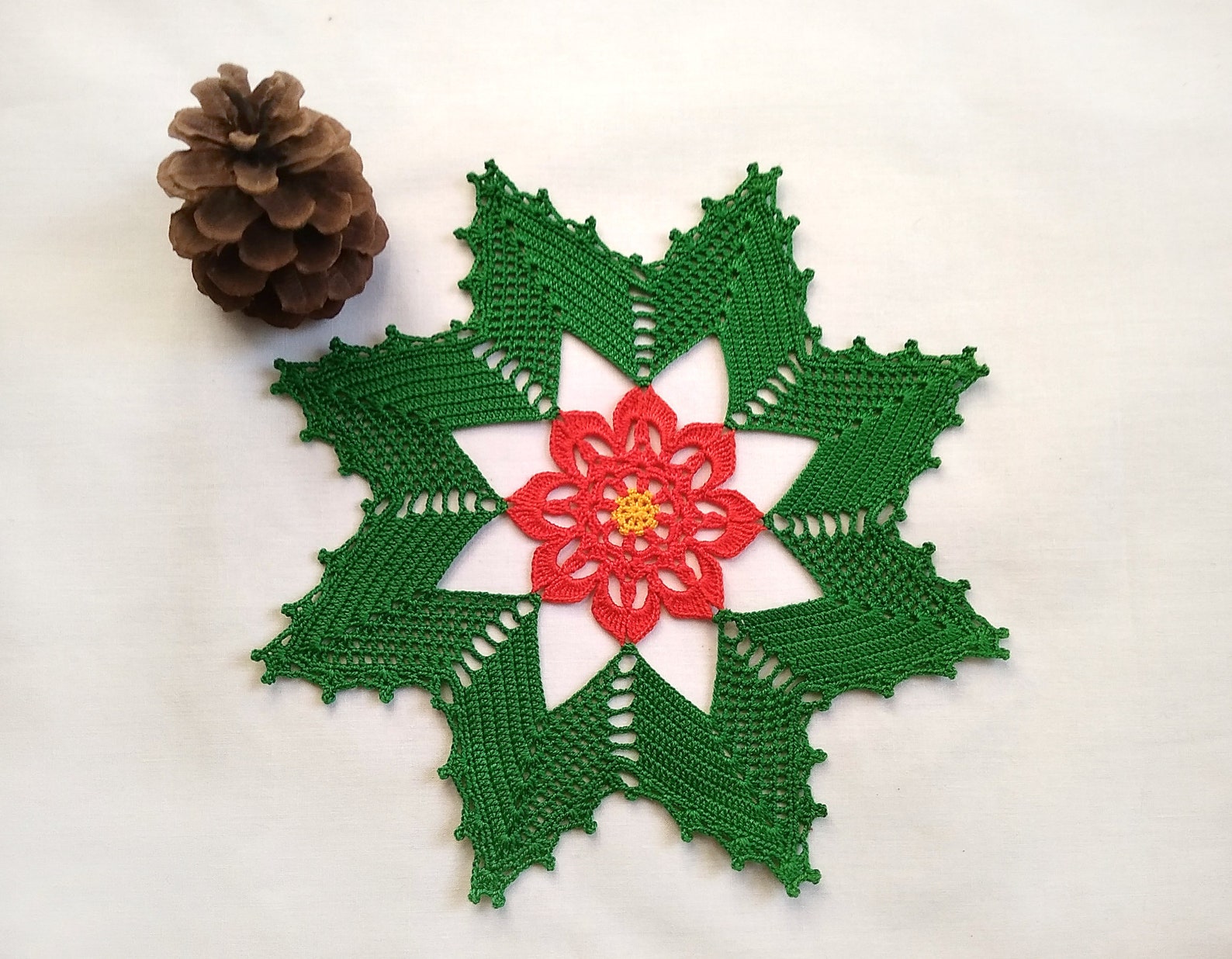 Crochet Christmas Doily Crochet Table Decor Holiday 10.5 | Etsy