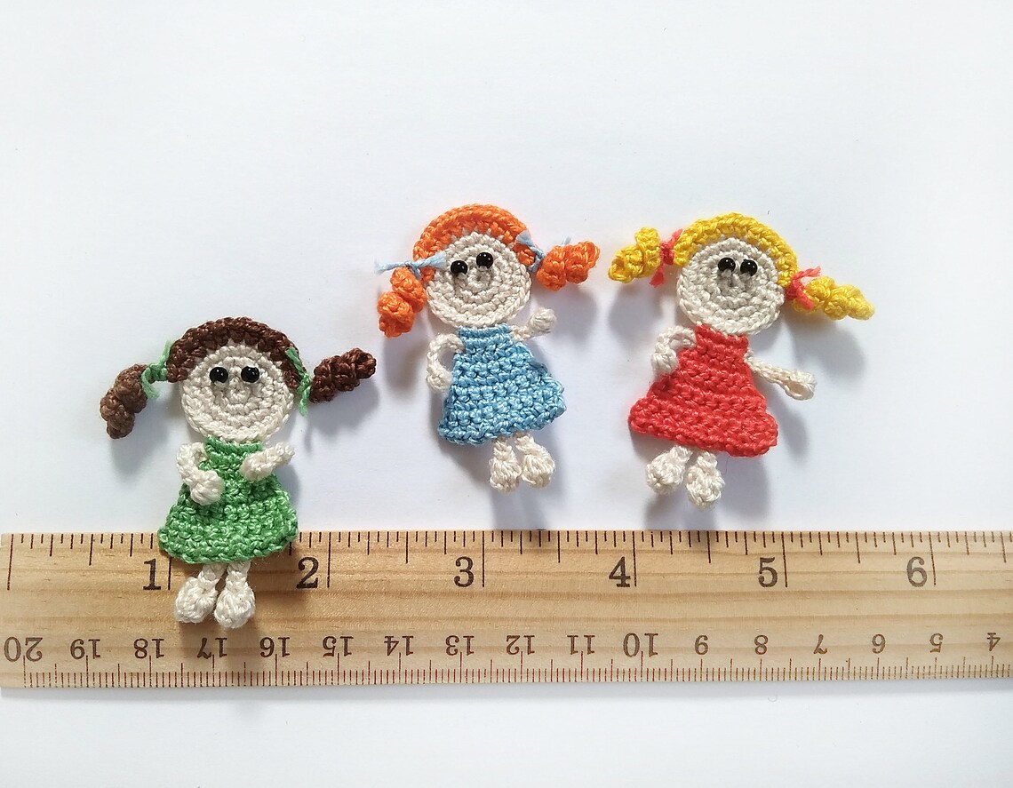 Crochet Girl Applique Design 1pcs Childrens Appliques Miniature Gift ...