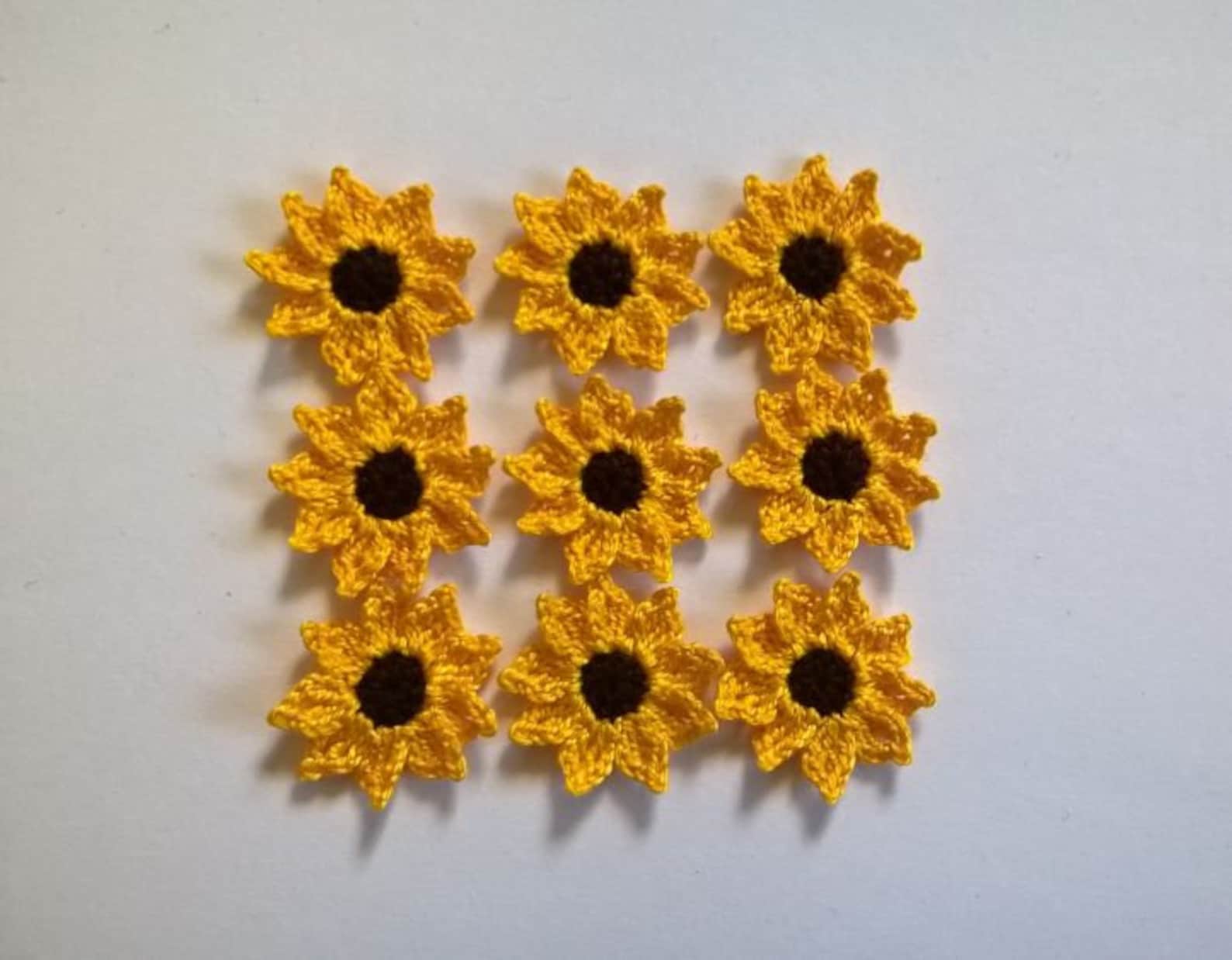 Small Crochet Sunflower Applique Yellow Flower 9 Pcs - Etsy