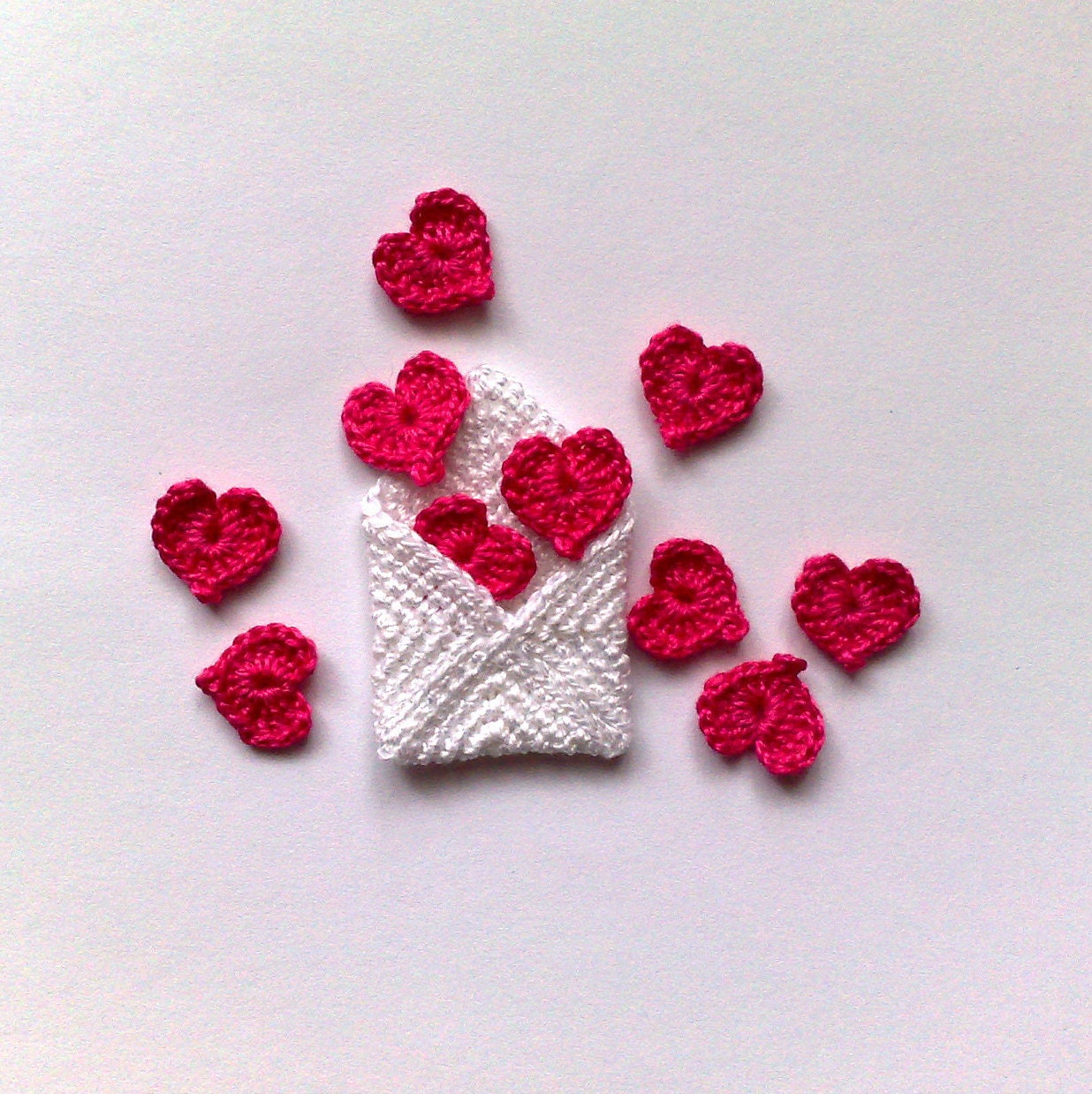 Love Mail Crochet Small Heart Set 10 Pink Heart Crochet Post | Etsy
