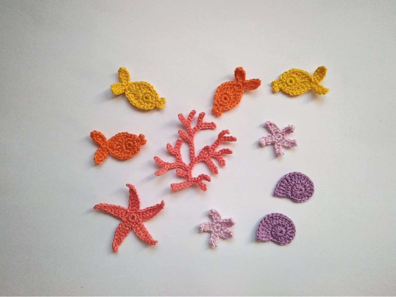 Crochet Sealife Applique 10 Pcs Crochet Fish Starfish Sea - Etsy