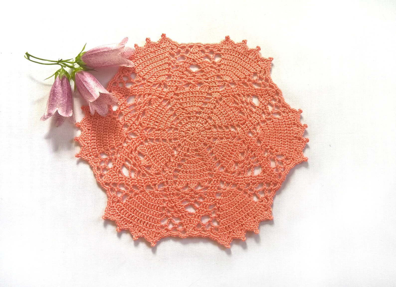 Crochet Salmon Doily 8in Table Decoration - Etsy