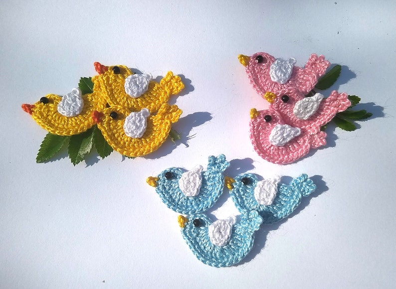 Crochet Bird Applique 3 Pcs - Etsy
