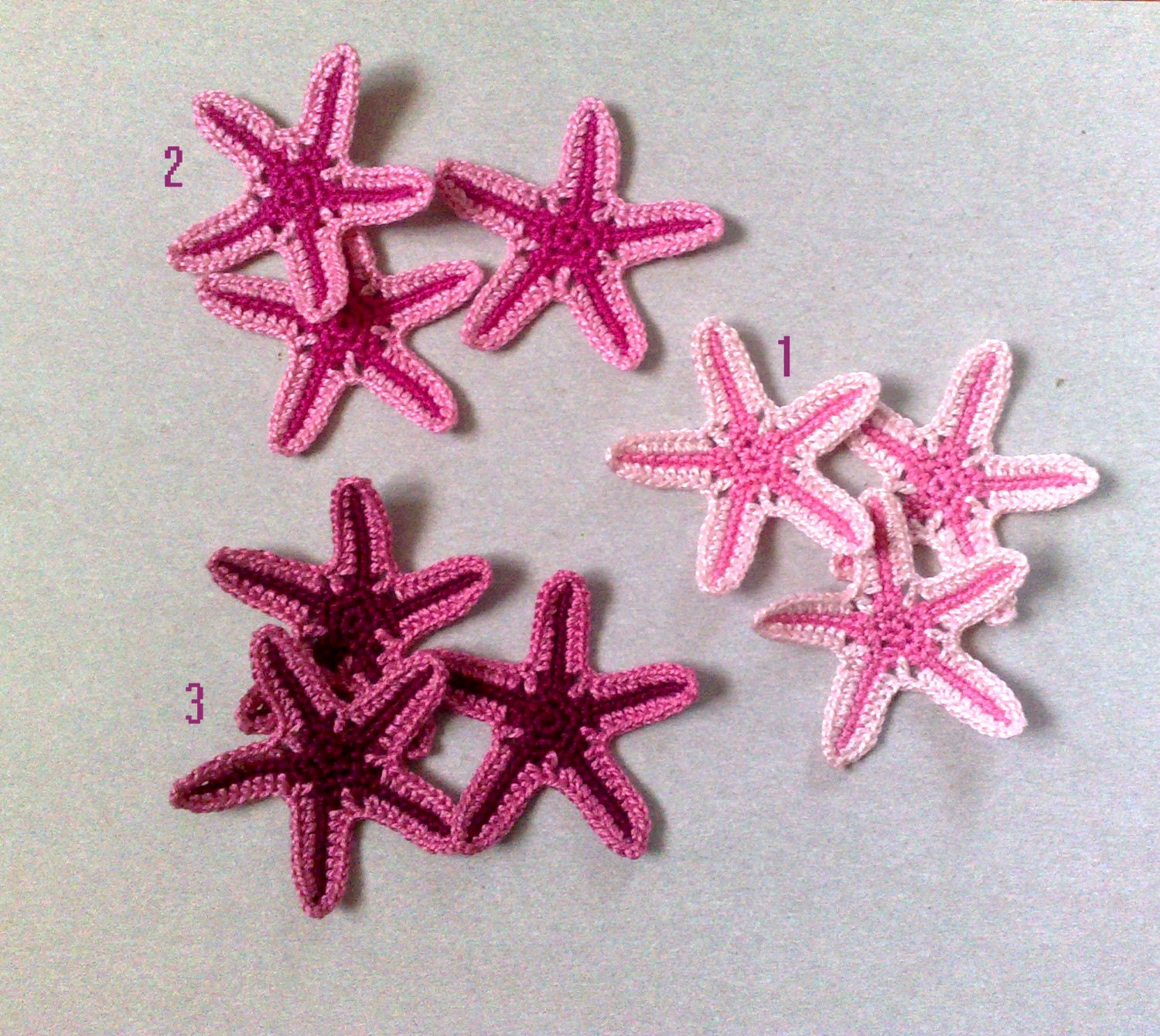Satz von 3 häkeln Seestern 2in dekorative Seestern | Etsy