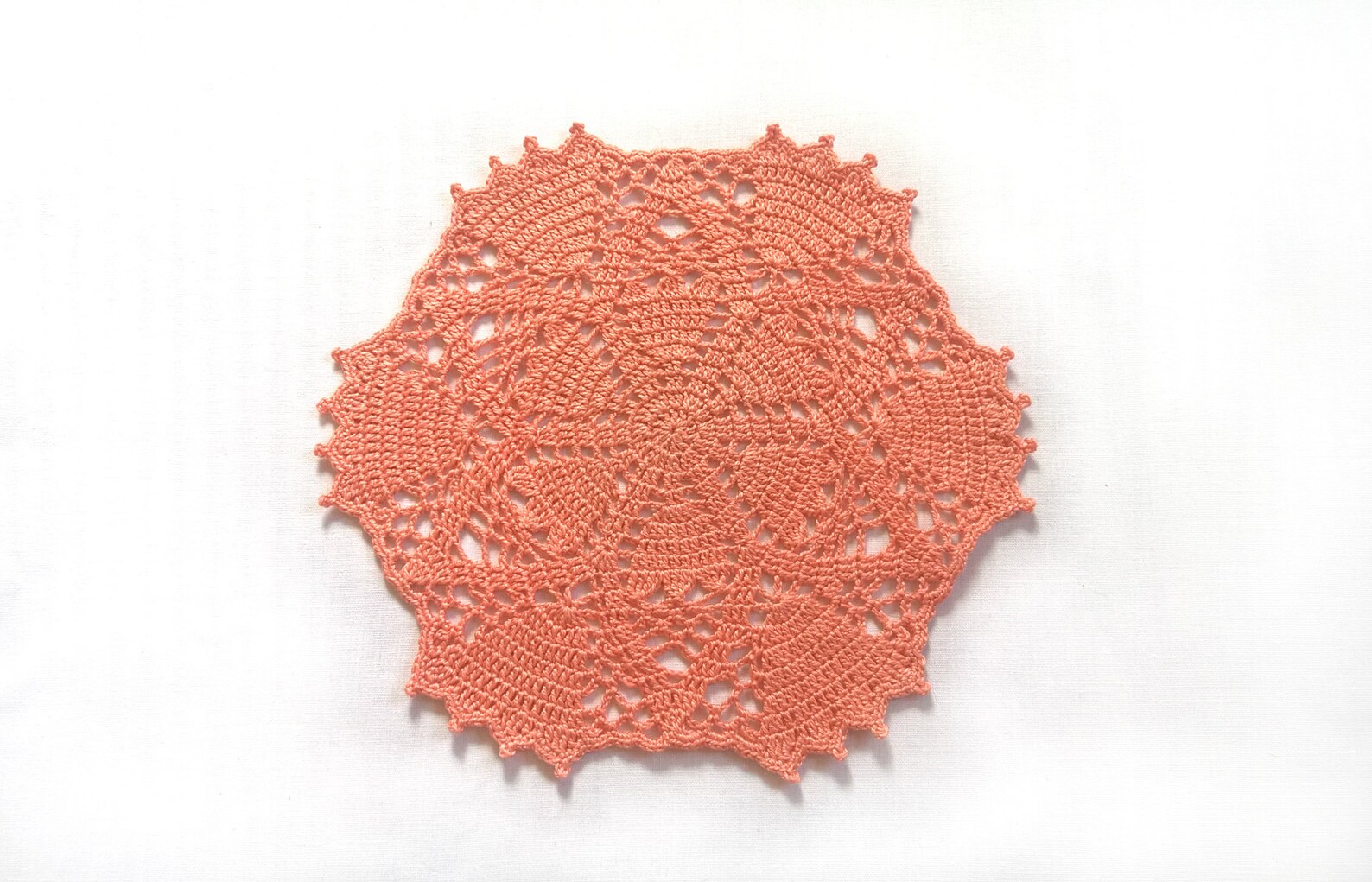Crochet Salmon Doily 8in Table Decoration - Etsy