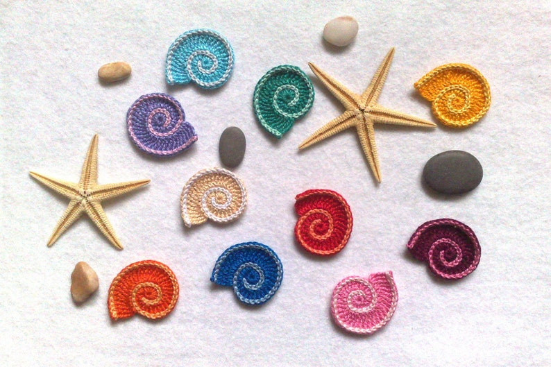 Crochet Sea Shell Set 10 Sealife Applique Shell Party - Etsy