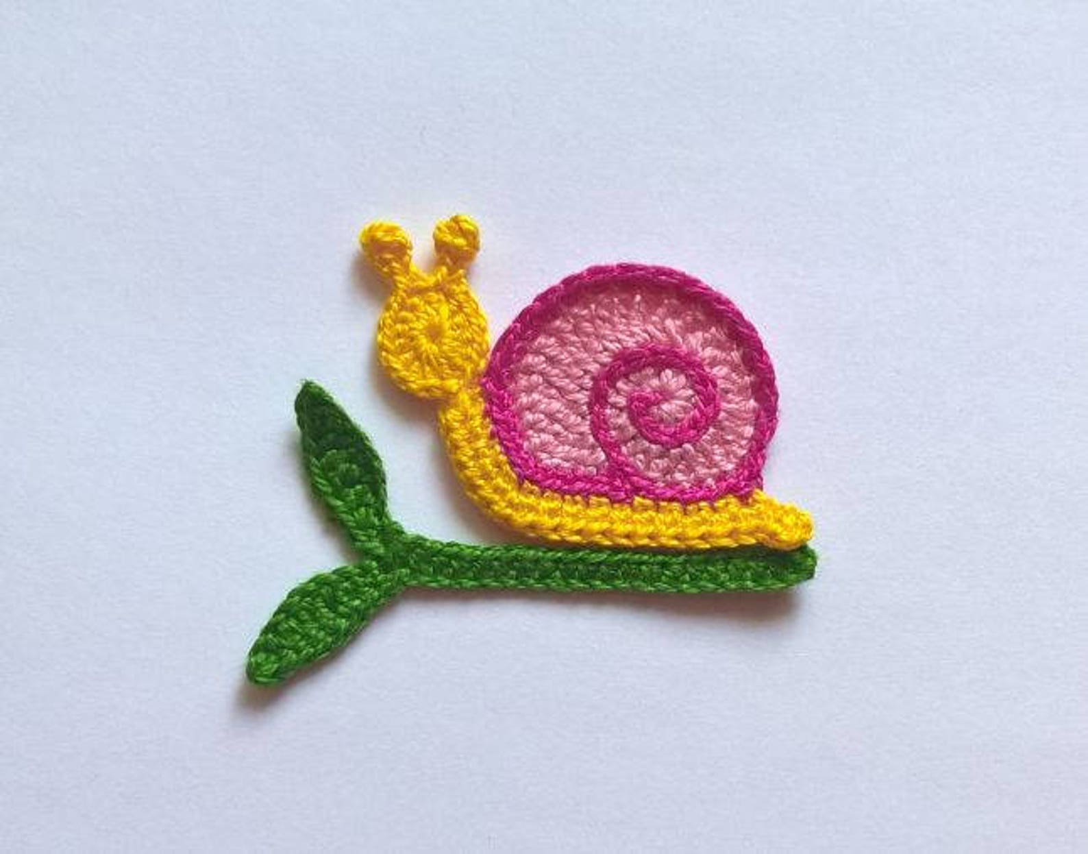 Crochet Snail With Leaves 1 Pcs Summer Snail Applique Garden Woodland ...