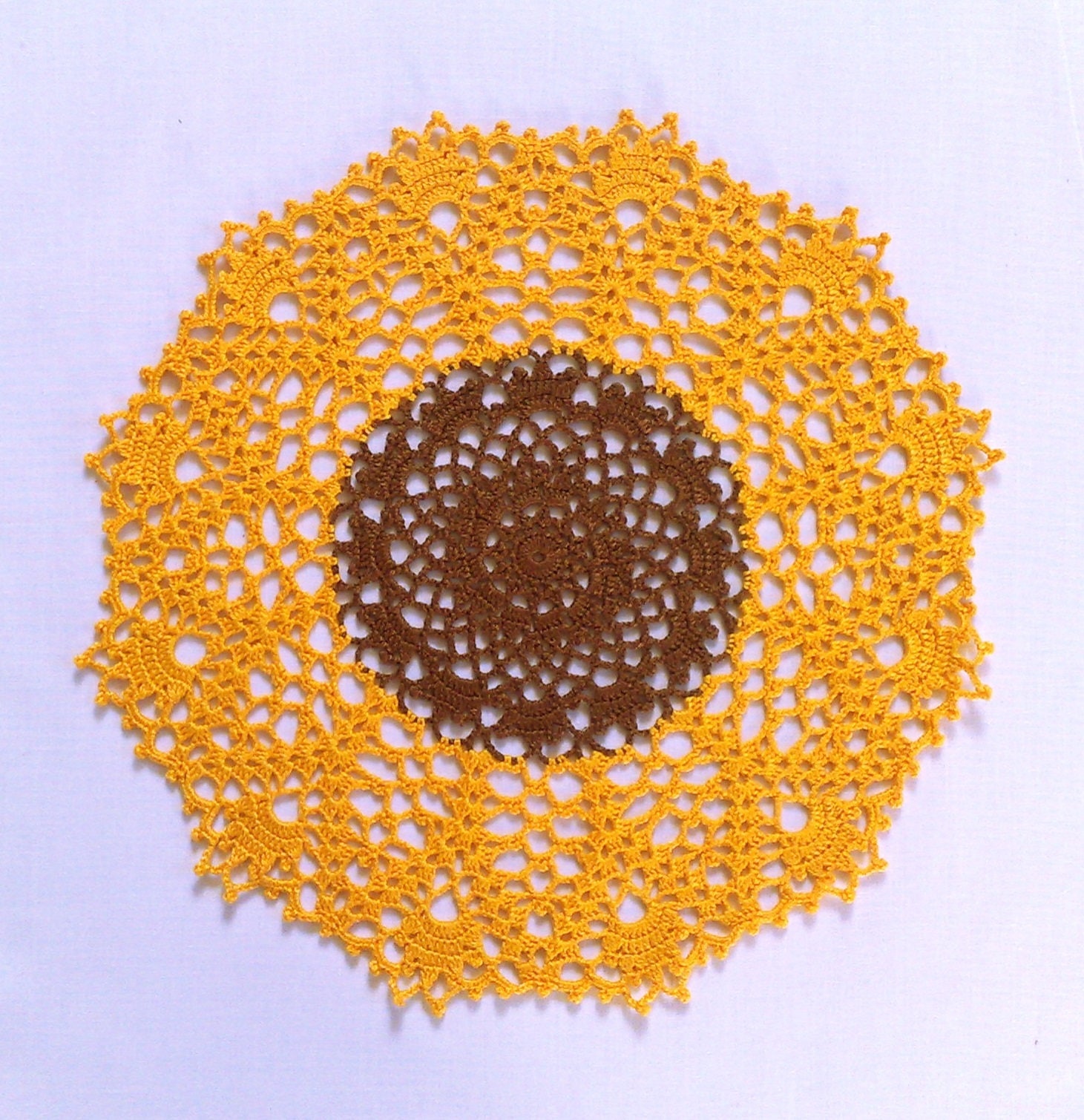 Crochet Sunflower Doily 10.6" Yellow Doilies Round Doily Sunflower ...