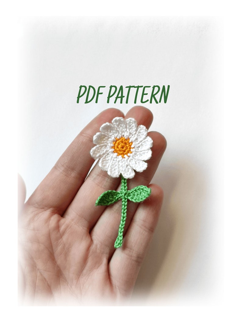 PATTERN Crochet Daisy With Leaves Applique Only Crochet - Etsy