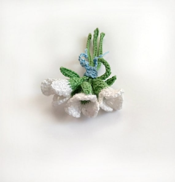Crochet bouquet snowdrops Crochet flower motif Small | Etsy