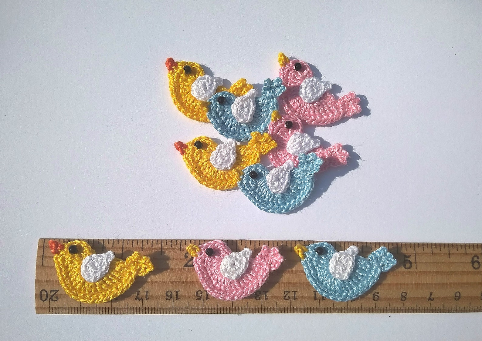 Crochet Bird Applique 3 Pcs - Etsy