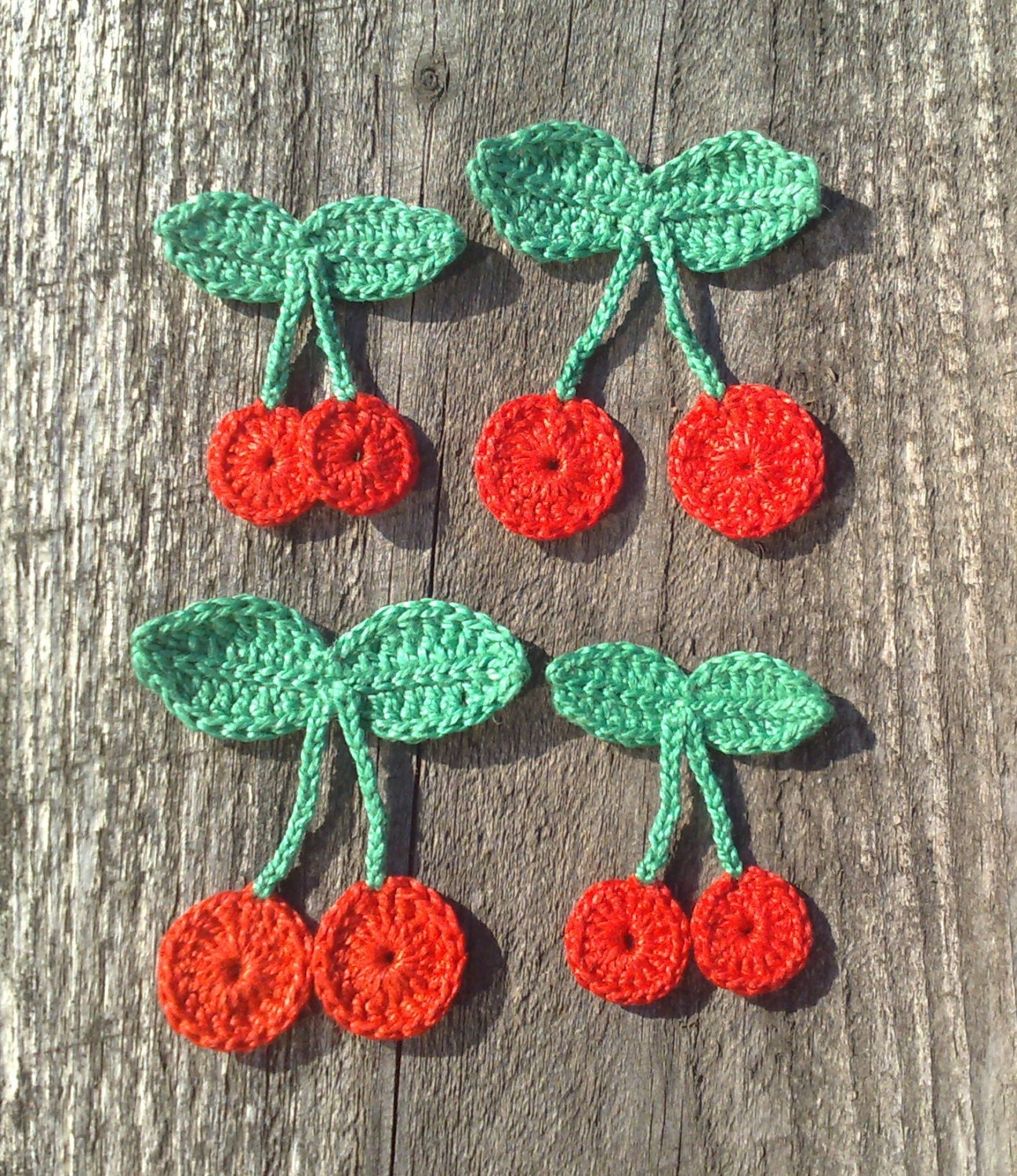 Applique Cherry Crochet Set of 4 Handmade Cherry Cherries | Etsy